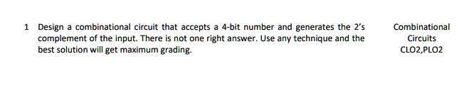 Design A Combinational Circuit That Accepts A 4 Bit Number And Generates The 2s Complement Of