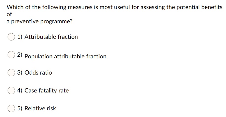 which of the following measures is most useful for assessing the ...