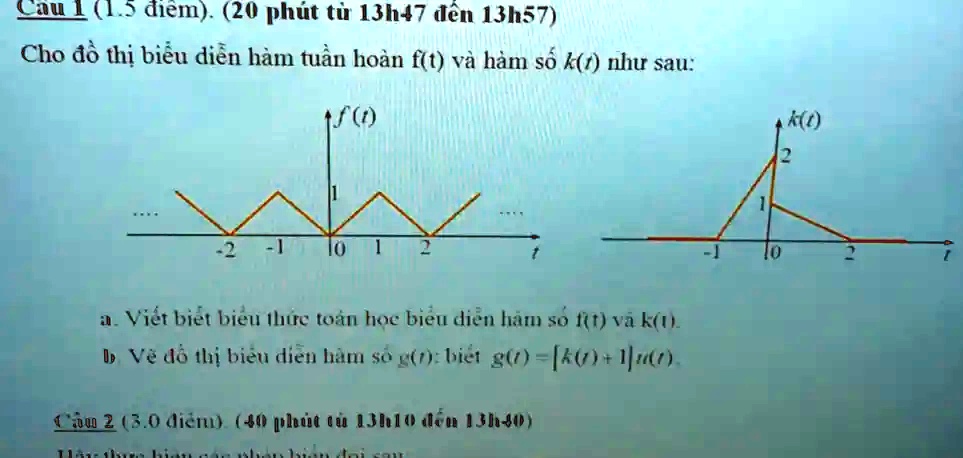 SOLVED: Cau (L) dlem). (20 phut tu 13h47 den 13hs7) Cho d8 thi bieu ...
