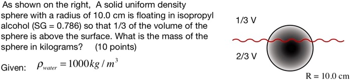 SOLVED: As shown on the right; solid uniform density sphere with a ...