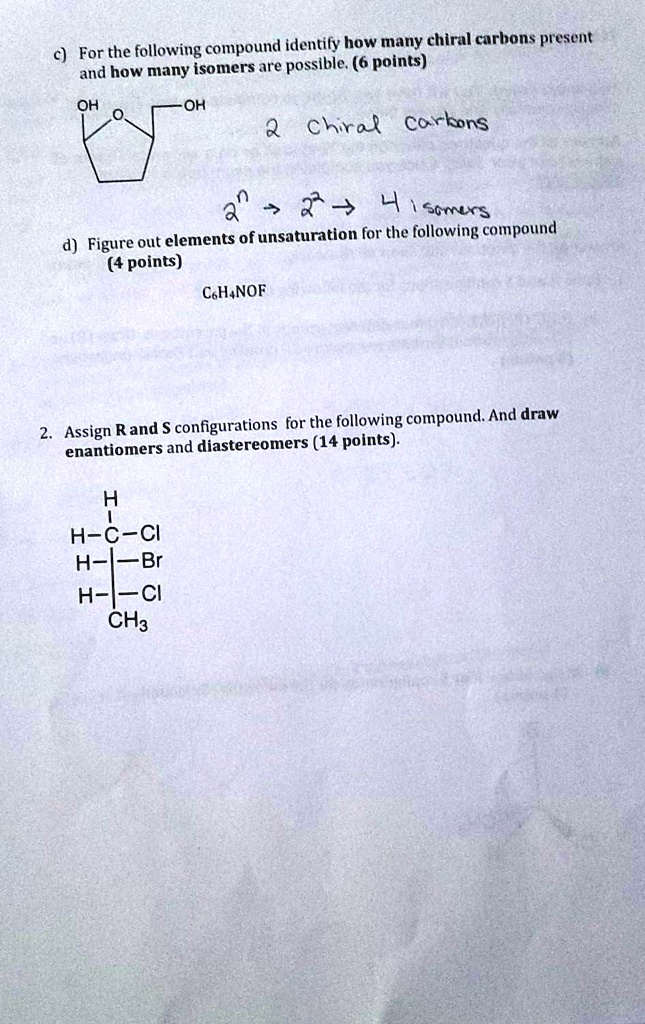 please help asap compound identily how many chiral carbons present for ...