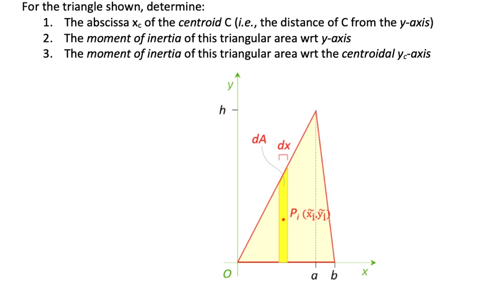 SOLVED: For the triangle shown, determine: 1. The abscissa xc of the ...