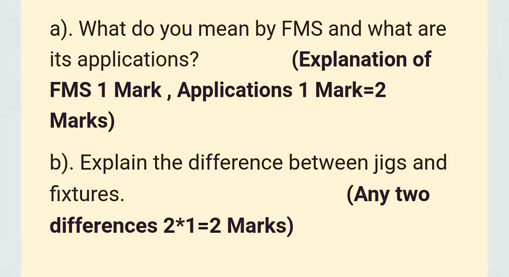 SOLVED: a) What do you mean by FMS and what are its applications ...