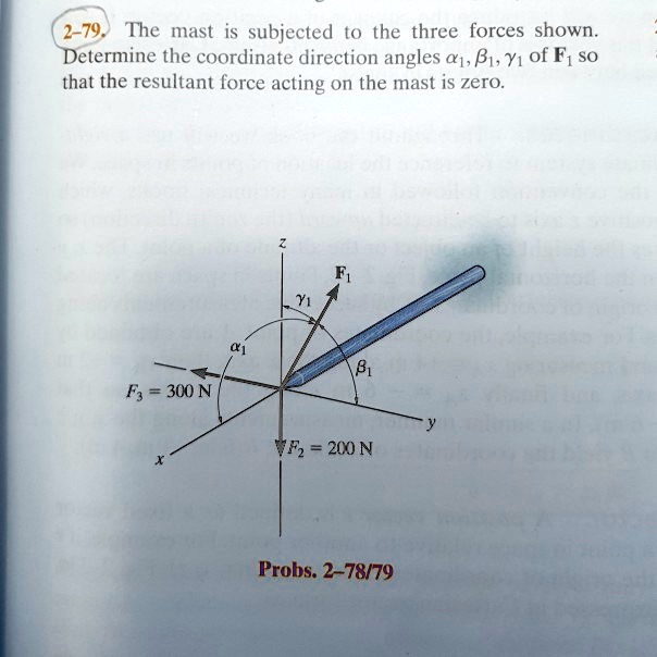 2 79 the mast is subjected t0 the three forces shown determine the ...