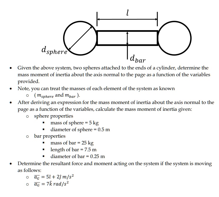 SOLVED: Given the above system, two spheres attached to the ends of a ...