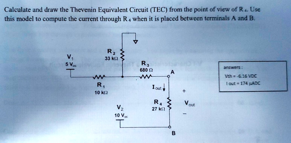 SOLVED: Calculate and draw the Thevenin Equivalent Circuit (TEC) from the point of view of R ...