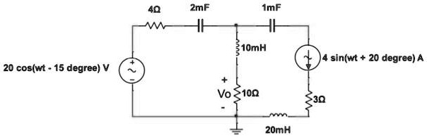 SOLVED: Problem #1: Using the phasor method: 1. Build the equivalent circuit in the frequency ...