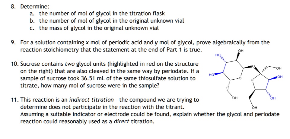 SOLVED: Determine the number of moles of glycol in the titration flask ...