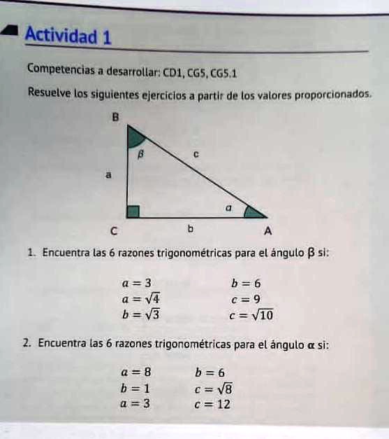 Solved Encuentra Las 6 Razones Trigonométricas Actividad 1