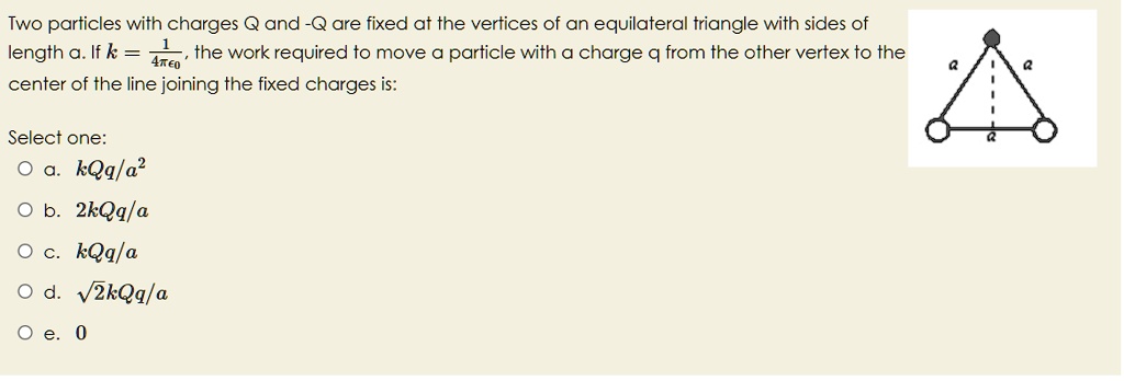 SOLVED: Two particles with charges Q and Q are fixed at the vertices of an equilateral triangle ...
