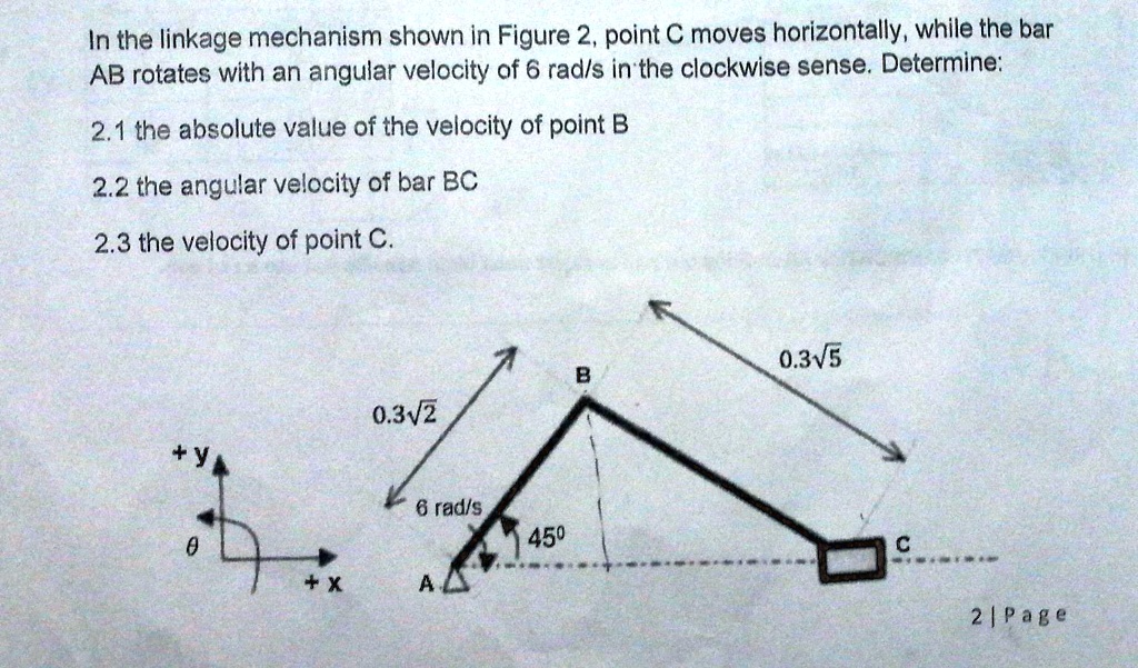 SOLVED: In the linkage mechanism shown in Figure 2, point C moves ...