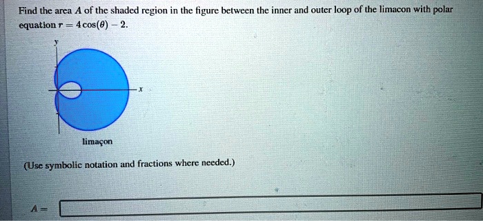 Find the area A of the shaded region in the figure between the inner ...