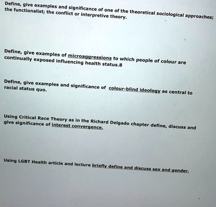 SOLVED: The functionalist, the conflict, or interpretive theory. Define ...