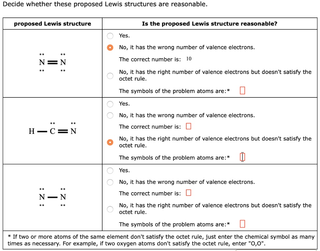 decide whether these proposed lewis structures are reasonable proposed ...