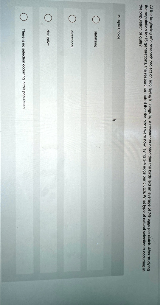 At the beginning of a research project on egg laying in seagulls, a ...