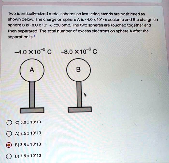 SOLVED: Two identically-sized metal spheres on insulating stands are ...