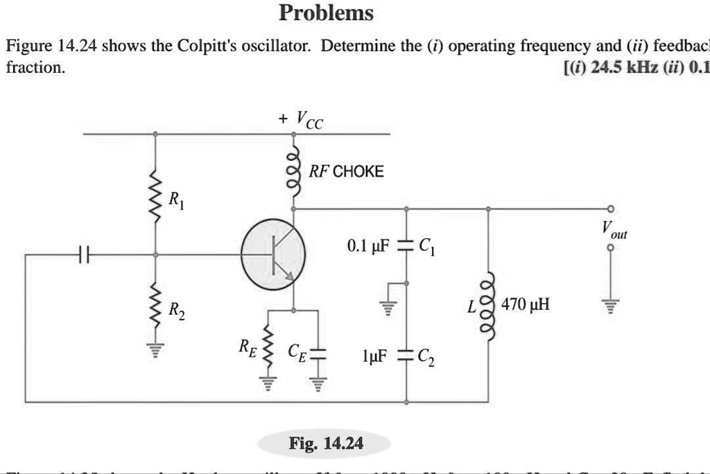 SOLVED: Figure 14.24 shows the Colpitts oscillator. Determine the i operating frequency and ii ...