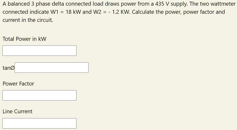 Solved A Balanced 3 Phase Delta Connected Load Draws Power From A 435v