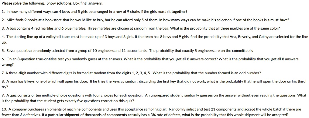 SOLVED: Please solve the following: Show solutions Box fina answuers In ...
