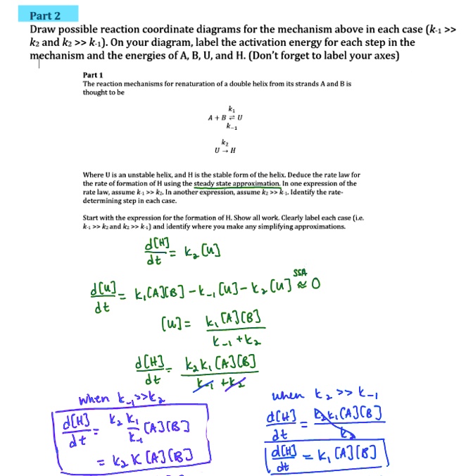 Part 2 Draw possible reaction coordinate diagrams for the mechanism ...