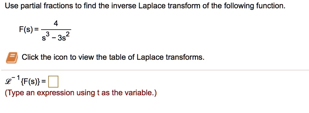 use partial fractions to find the inverse laplace transform of the ...