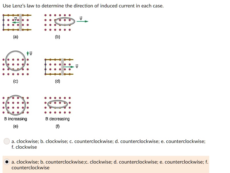 SOLVED: Use Lenz's law to determine the direction of the induced current in each case. (a) (q) 4 ...