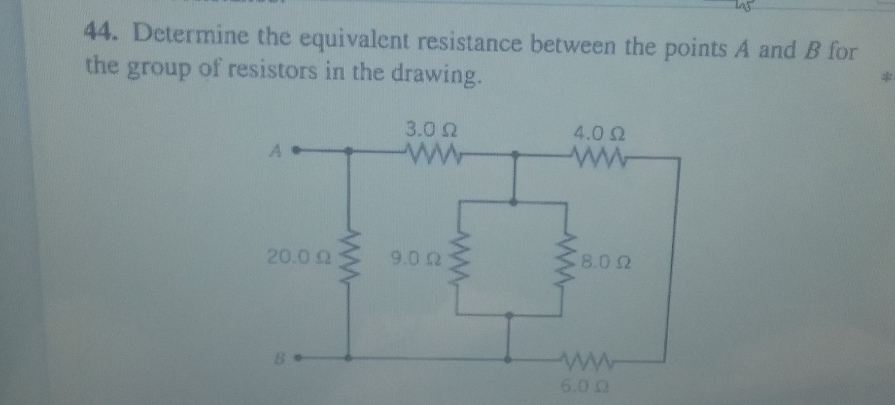 44. Determine the equivalent resistance between the points A and B for ...