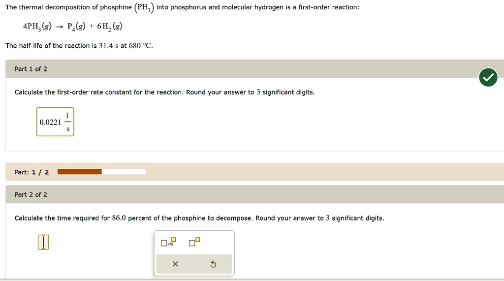 SOLVED: The thermal decomposition of phosphine (PH,) into phosphorus ...
