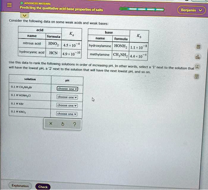 SOLVED: ^ovMcLOMIIRI Predicting the qualitative acid-base properties of ...