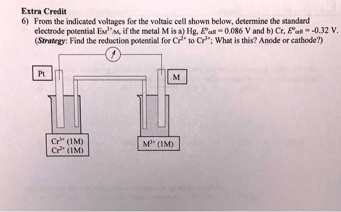 Extra Credit 6) From the indicated voltages for the voltaic cell shown ...
