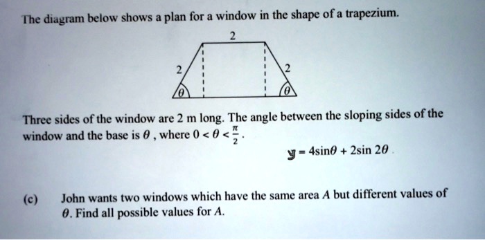 SOLVED: The diagram below shows a plan for a window in the shape of a ...