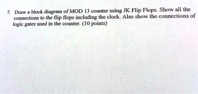 SOLVED: 7. Draw a block diagram of a MOD 13 counter using JK Flip Flops. Show all the ...