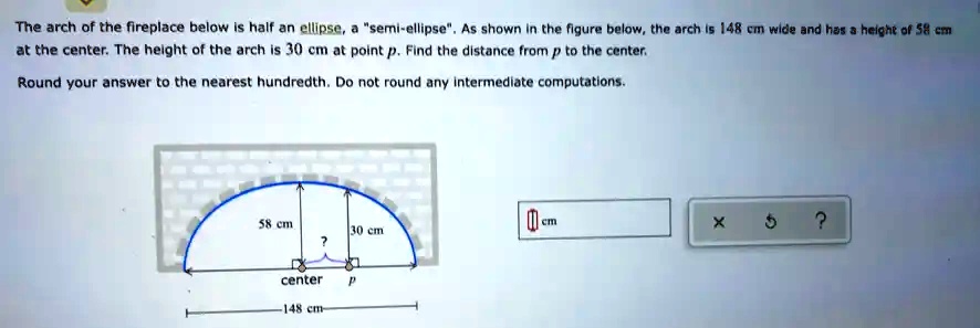 SOLVED: The arch of the fireplace below is half an ellipse - semi-ellipse. As shown in the ...