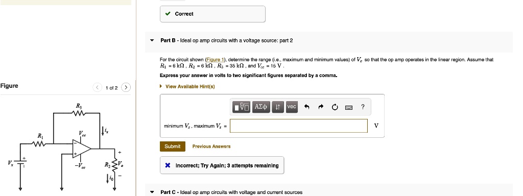 Part B - Ideal op amp circuits with a voltage source: part 2 For the circuit shown in Figure 1 ...