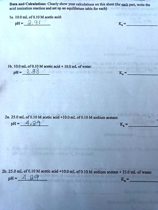 SOLVED: Data and Calculations: Clearly show your calculations on this shcct (for gach part ...