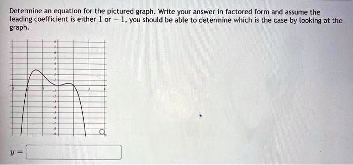 SOLVED: Determine an equation for the pictured graph. Write your answer ...