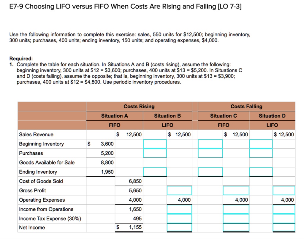 SOLVED: E7-9 Choosing LIFO versus FIFO When Costs Are Rising and ... SOLVED: E7-9 Choosing LIFO versus FIFO When Costs Are Rising and ...