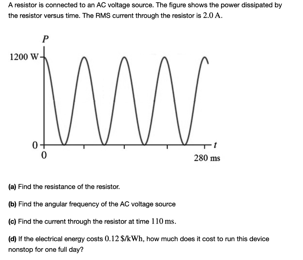 a resistor is connected to an ac voltage source the figure shows the ...