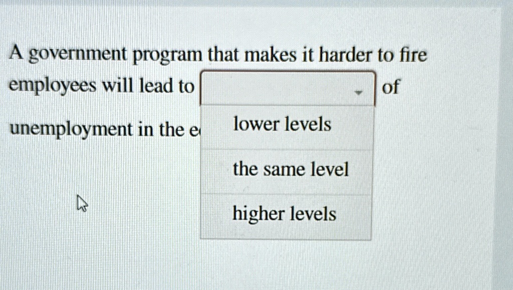 SOLVED: A government program that makes it harder to fire employees ...