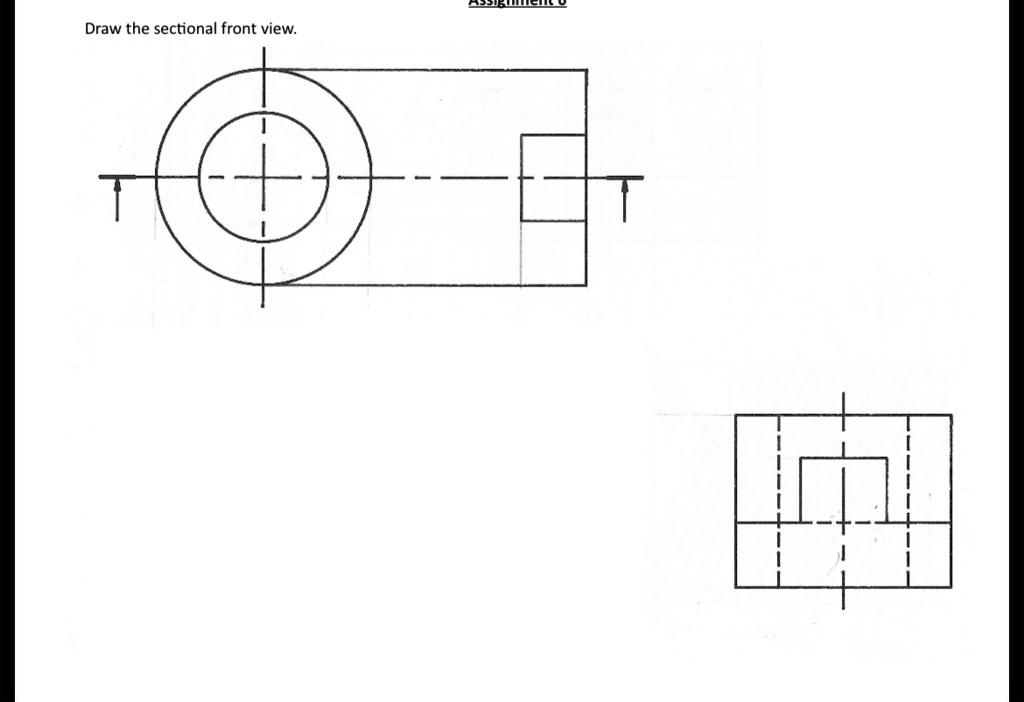 Draw the sectional front view. Draw the sectional front view 1