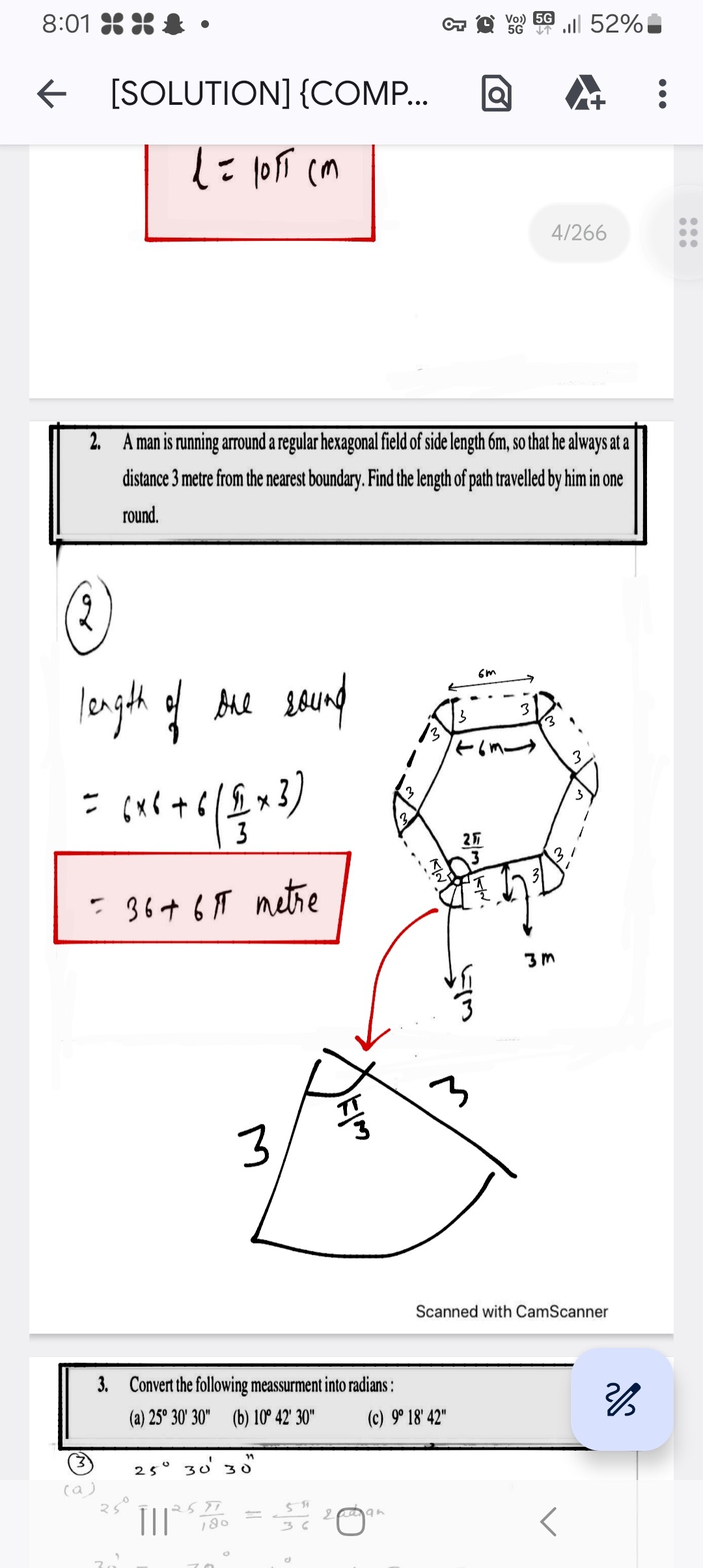 v50()0 52 % ← [SOLUTION] {COMP... L=10 πm 2. A man is running a rround ...