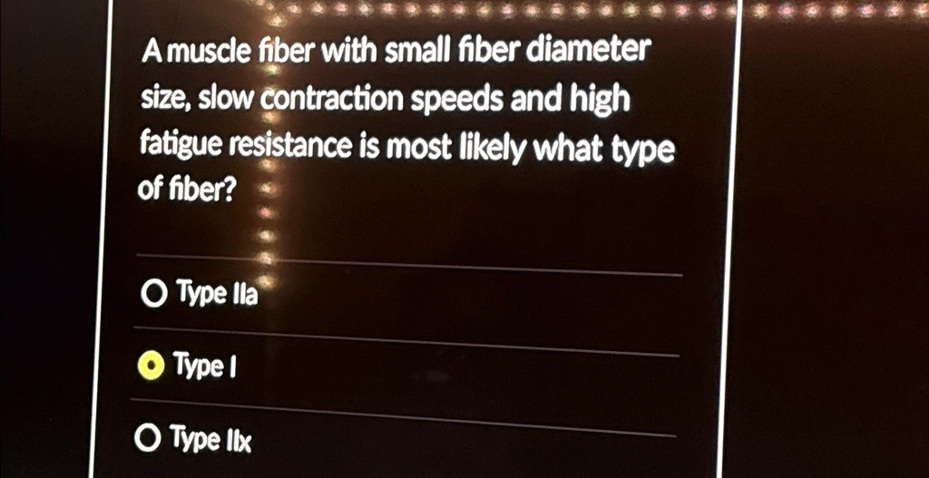 SOLVED: A muscle fiber with small fiber diameter size, slow contraction ...