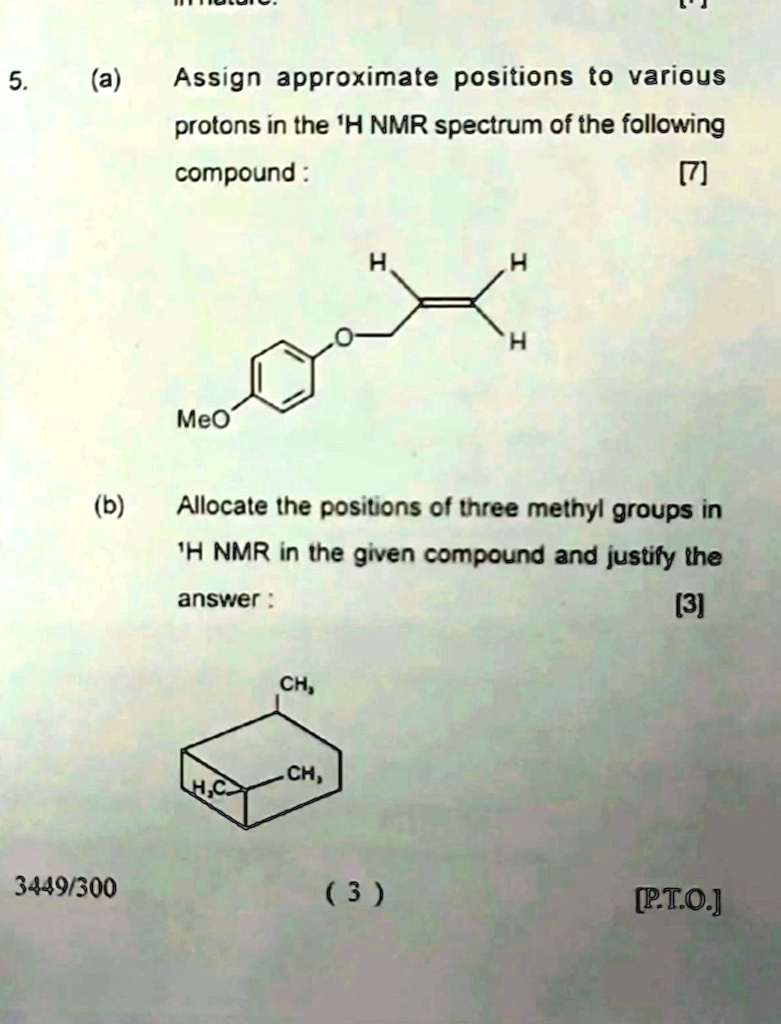 SOLVED: (a) Assign approximate positions to various protons in the ^(1 ...