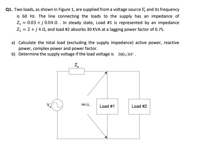 SOLVED: Q1. Two loads, as shown in Figure 1, are supplied from a ...