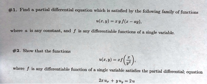 SOLVED: Find the partial differential equation which is satisfied by ...