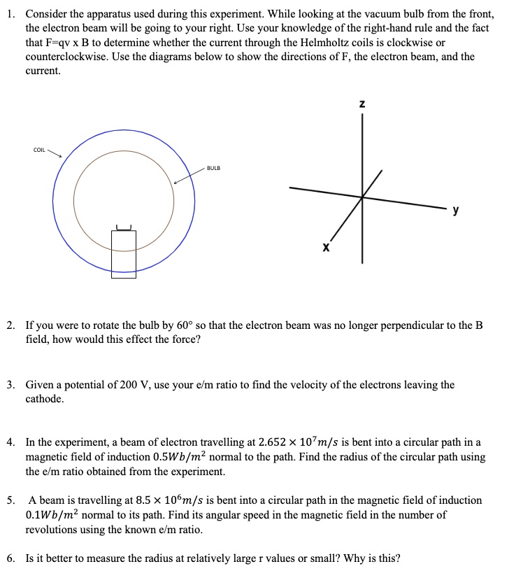 SOLVED: Consider the apparatus used during this experiment. While ...