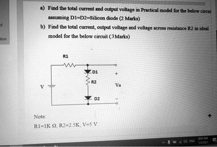 Solved Find The Total Current And Output Voltage In The Practical