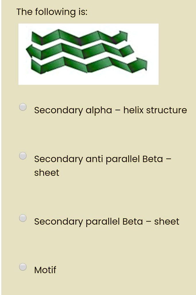 SOLVED: The following is: Secondary alpha helix structure Secondary ...