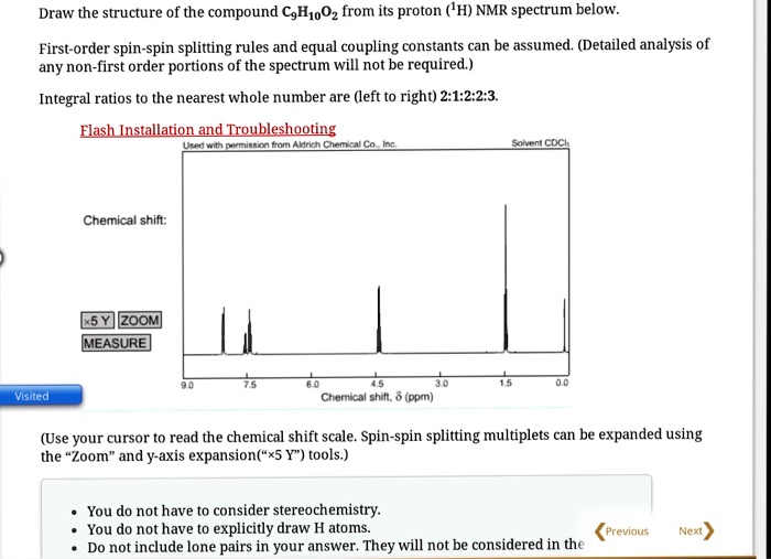SOLVED: Draw the structure of the compound CgHjoOz from its proton (1H ...