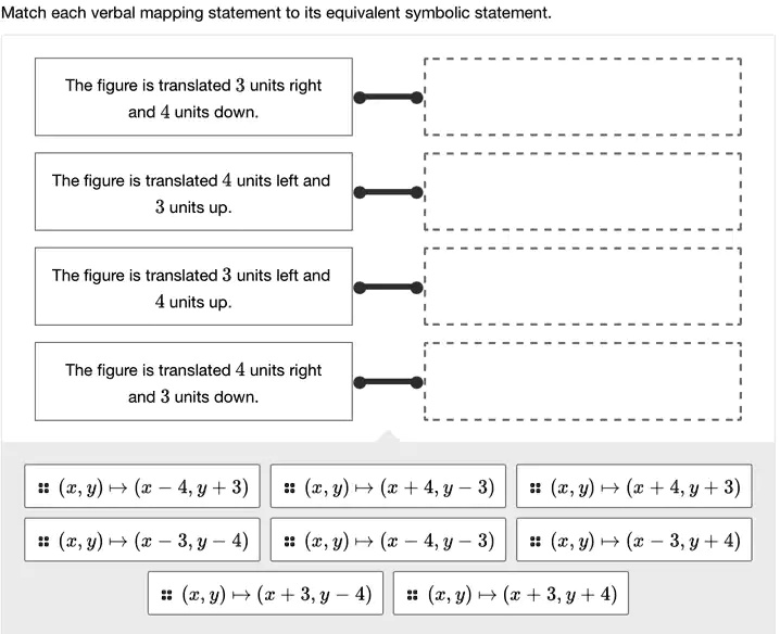 Match each verbal mapping statement to its equivalent symbolic ...